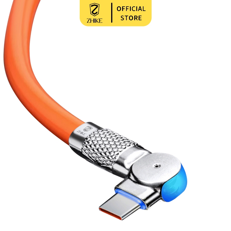 ZHIKE Pengecas Rotatable Type C Fast Charging Cable - Orange/Blue/Black ...