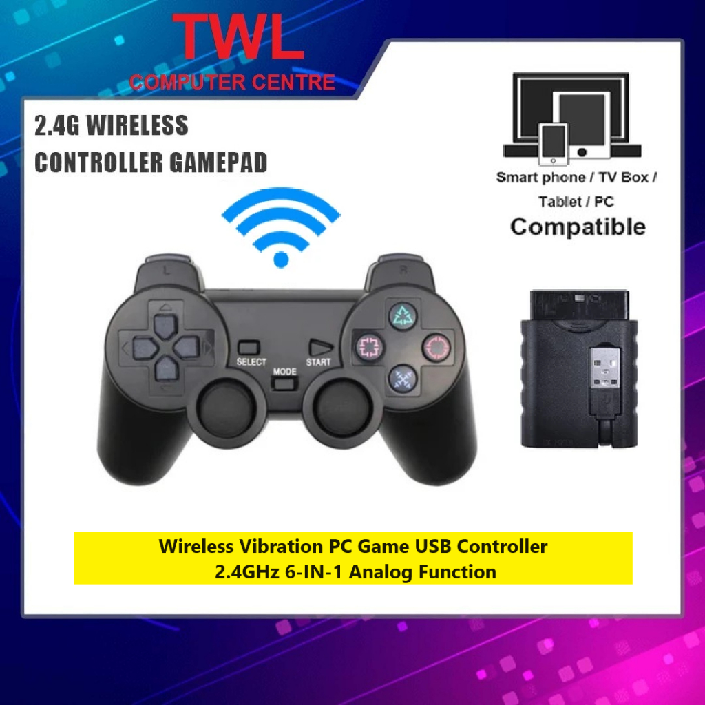 Wireless Vibration PC Game USB Controller 6-IN-1 2.4GHz Analog Function ...