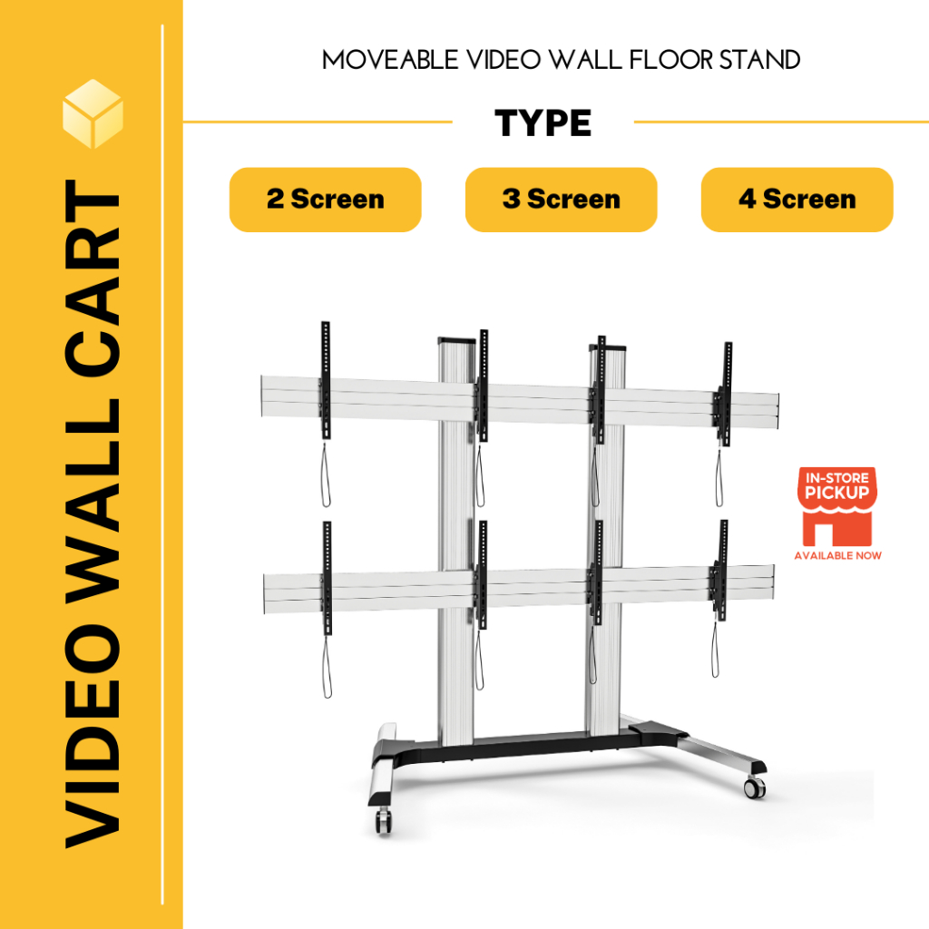 LED Video Wall Cart Moveable TV Floor Stand with Wheel for 2/3/4 LCD LED TVs 25-55" (2 Screen ...
