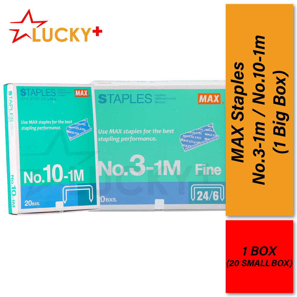 (100% Original) Max No.10-1M/No.3-1M Staples(20Small Box/1Box)Paper ...