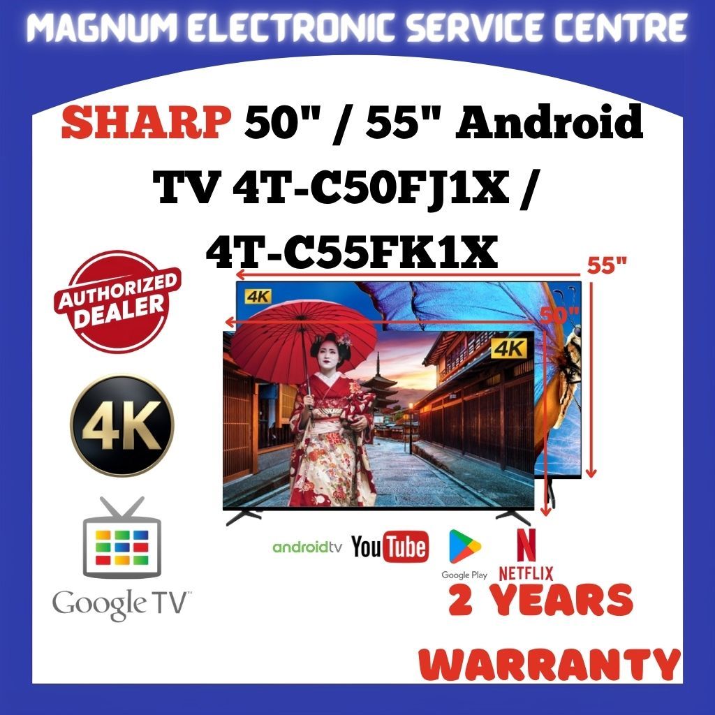 SHARP 50 / 55 INCH 4K UHD Google Android TV 4TC50FJ1X / 4T-C55FK1X ...