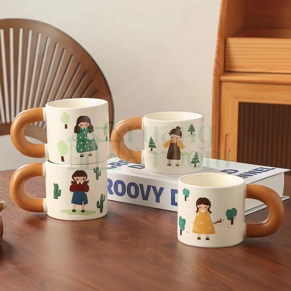 Cartoon Ceramic Mug with Large Handle Coffee Mug Coffee Cup | Mug ...