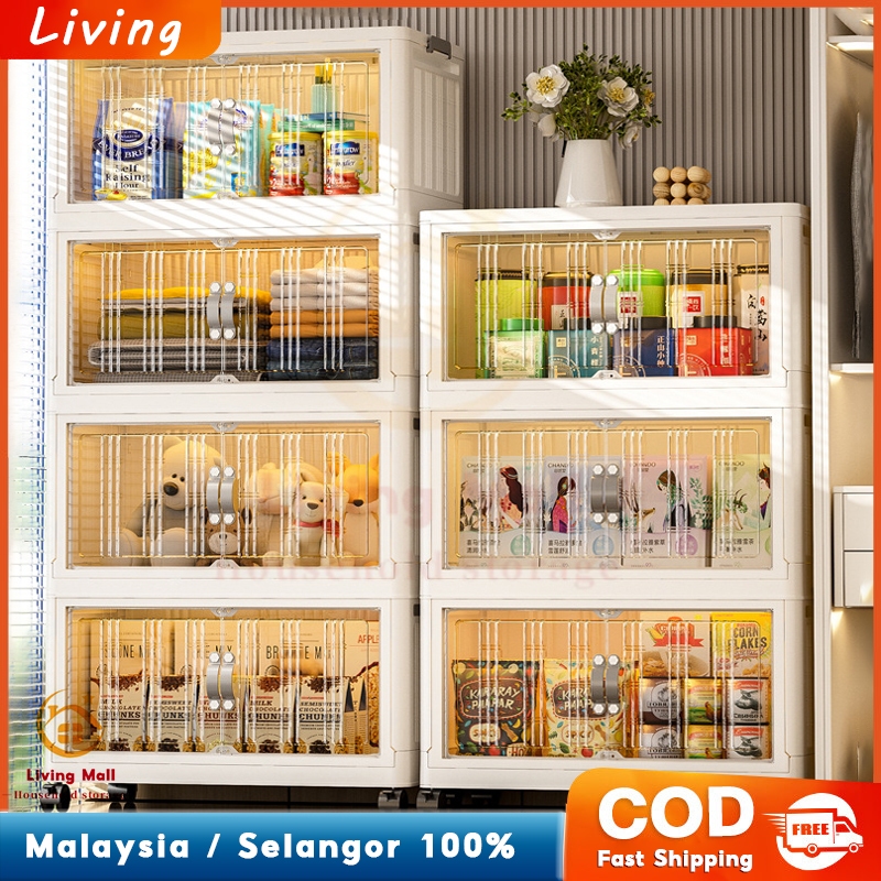 Foldable Storage Cabinet 5 Layers With Wheels Stackable Storage Box ...