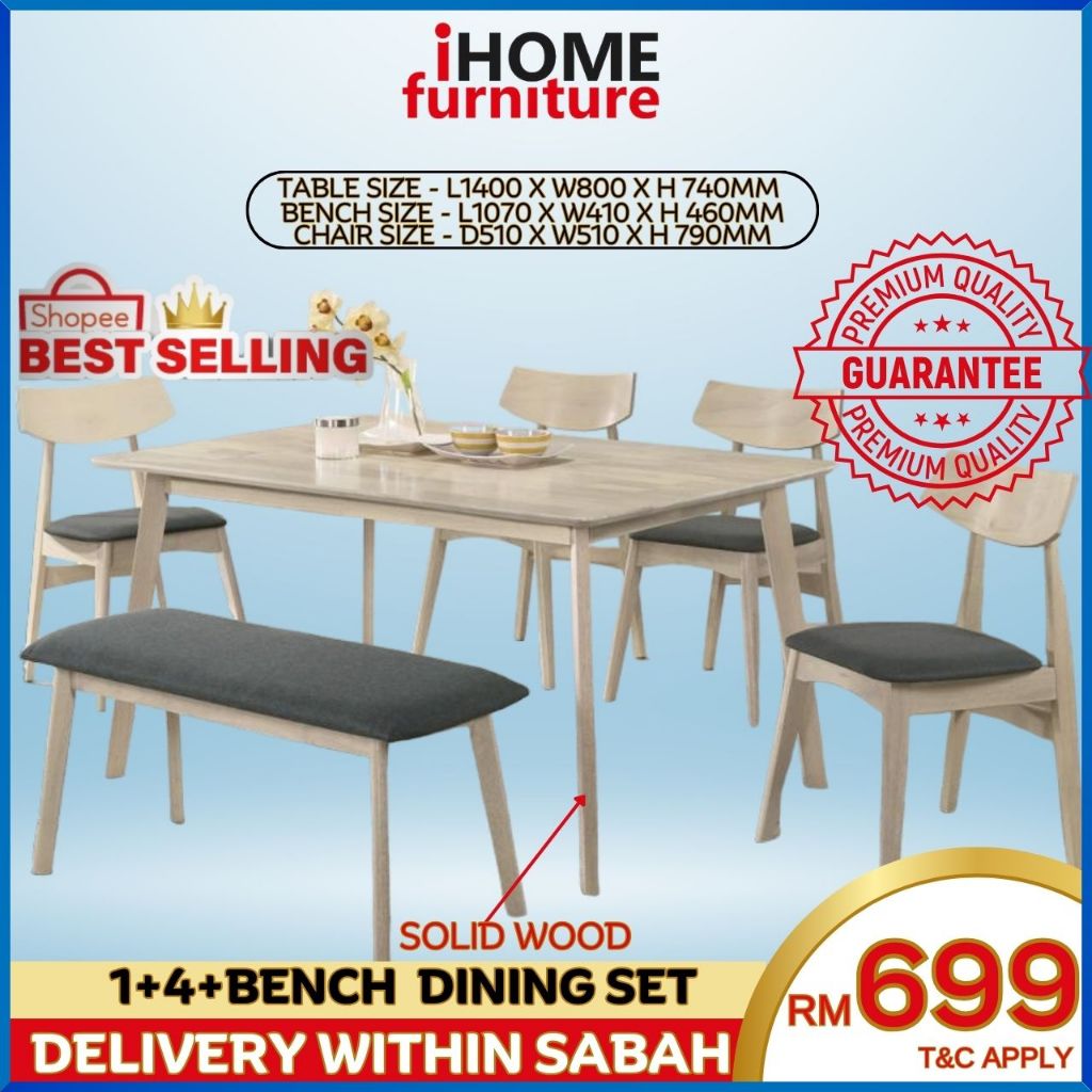 iHOME SABAH FURNITURE 🔥READY STOCK🔥 Dining Set 1+4+Bench / 1+6 / 1+2 ...