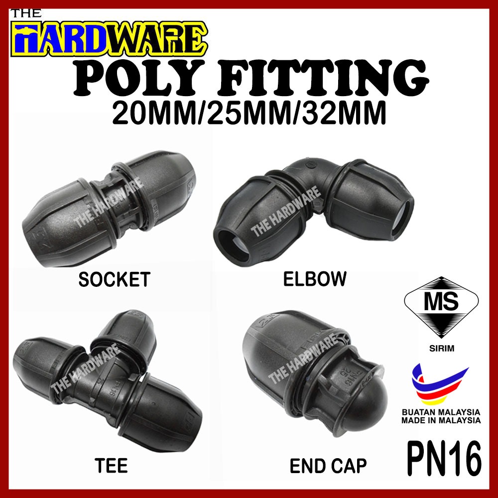 🔥Ready Stock🔥HDPE Poly Fitting Poly Pipe Connector Socket/Elbow/Tee/End Cap-20mm(1/2") 25mm(3/4 ...