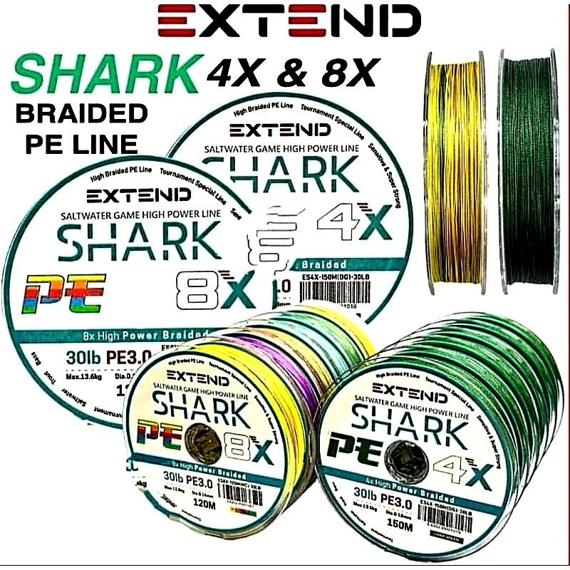 Extend Shark PE x4/PE x8 Braided Line 120m/150m | Shopee Malaysia