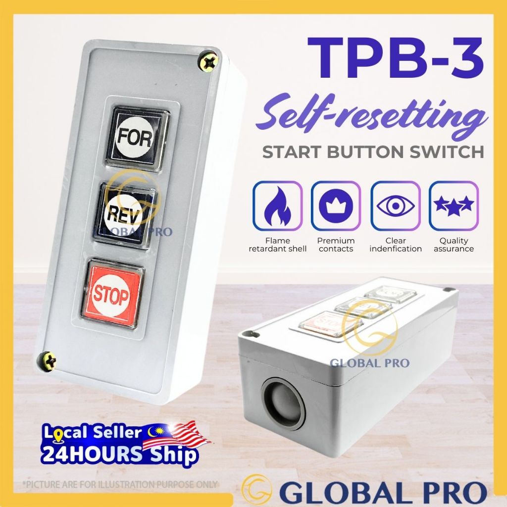 TPB-3 FOR-REV-STOP Forward Reverse Stop 3P Momentary Push Button ...