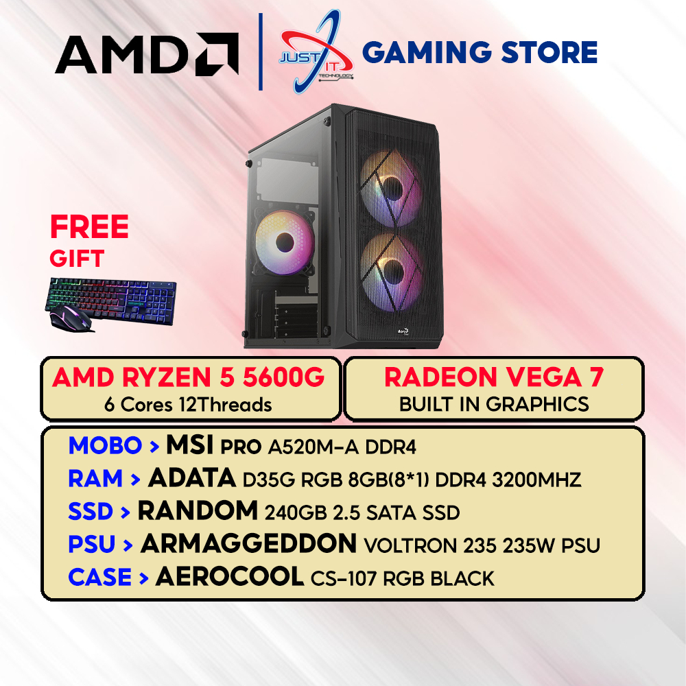 JUSTIT JIGAMING AMD AM4 BASIC GAMING PC PACKAGE ( RYZEN 5600G / 5500GT ...