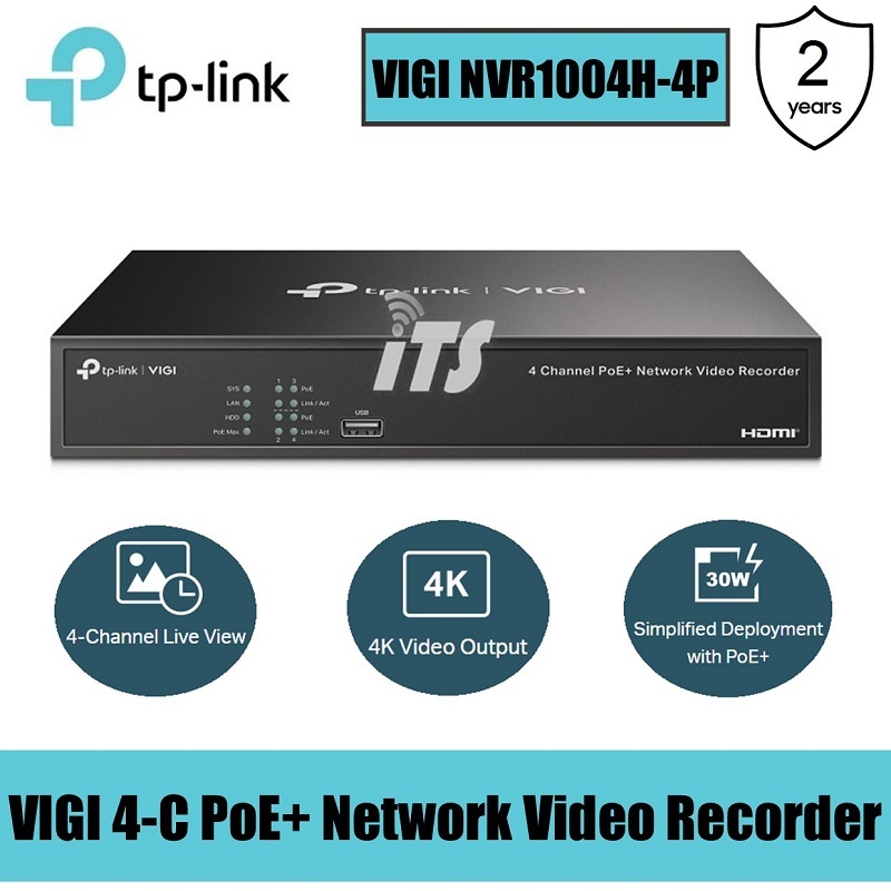 TP-Link VIGI 4 Channel PoE+ Network Video Recorder - 53W PoE Budget (VIGI NVR1004H-4P) | Shopee ...