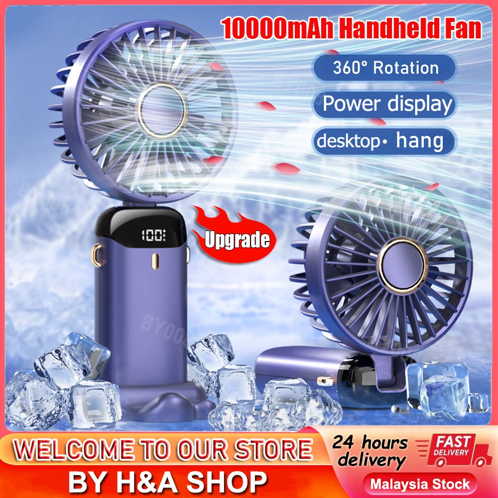 Upgraded New Portable Rechargeable Fan 20000Mah Mini Neck Fan LED ...