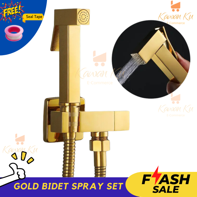 New Gold Bathroom Bidet Handheld Toilet Brass Bidet Sprayer Set With ...