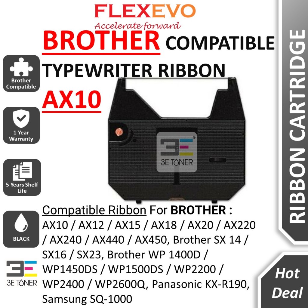Compatible Brother AX10 AX 10 Black Typewriter Ribbon For AX10 AX12 AX18 AX220 GX6750 SX14 SX16 ...