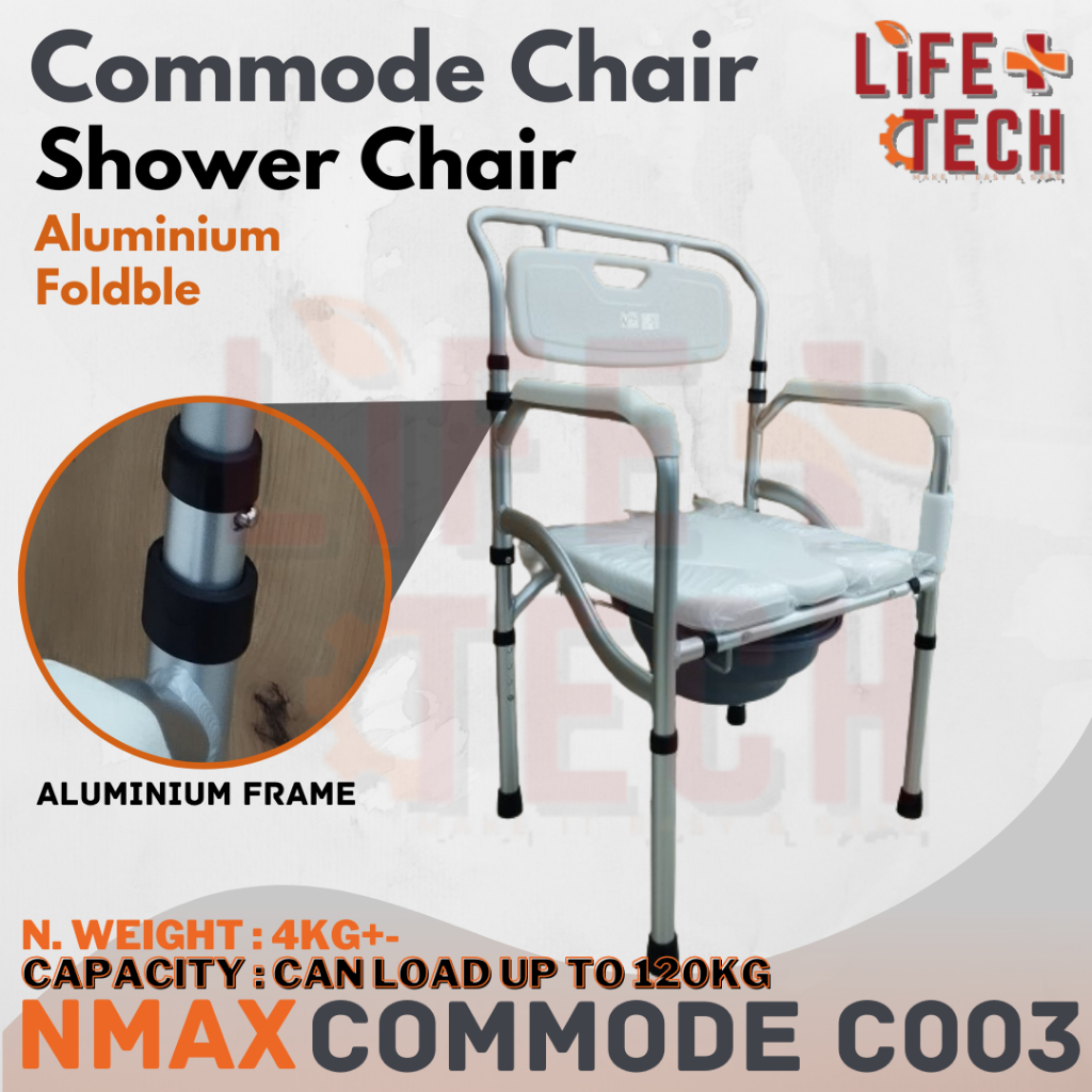 Aluminium Foldable Commode Chair Heavy Duty Height Adjustable Bath ...
