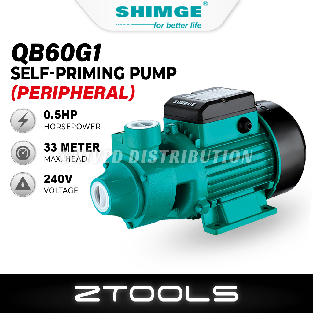 SHIMGE QB60G1 Automatic Self-Priming Peripheral Water Pump 0.5HP Home ...