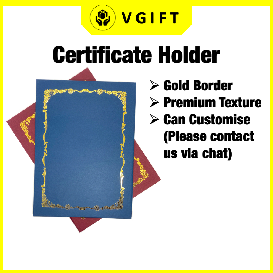 [KL SELLER] A4 Certificate Holder Hard Cover with Gold Border Card Board Folder Fail Sijil ...