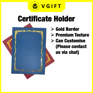 [KL SELLER] A4 Certificate Holder Hard Cover with Gold Border Card ...