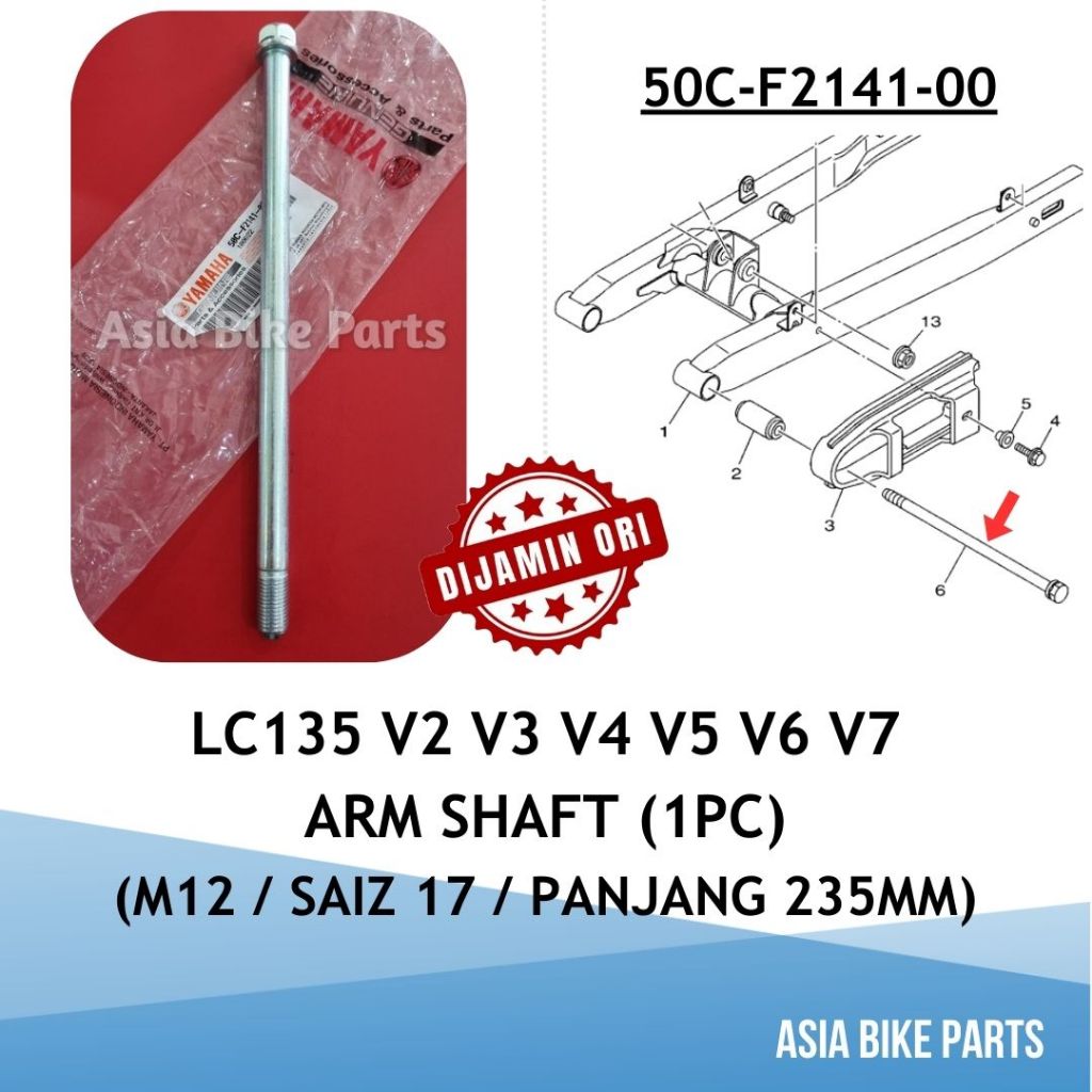 Yamaha Original LC135 V2 V3 V4 V5 V6 V7 Arm Shaft - 50C-F2141-00 | Shopee Malaysia