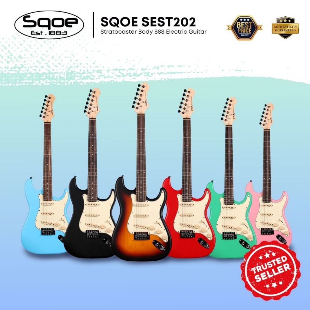 SQOE SEST202 Stratocaster Body SSS Electric Guitar , Rosewood Fretboard ( SEST / SEST-202 / ST ...