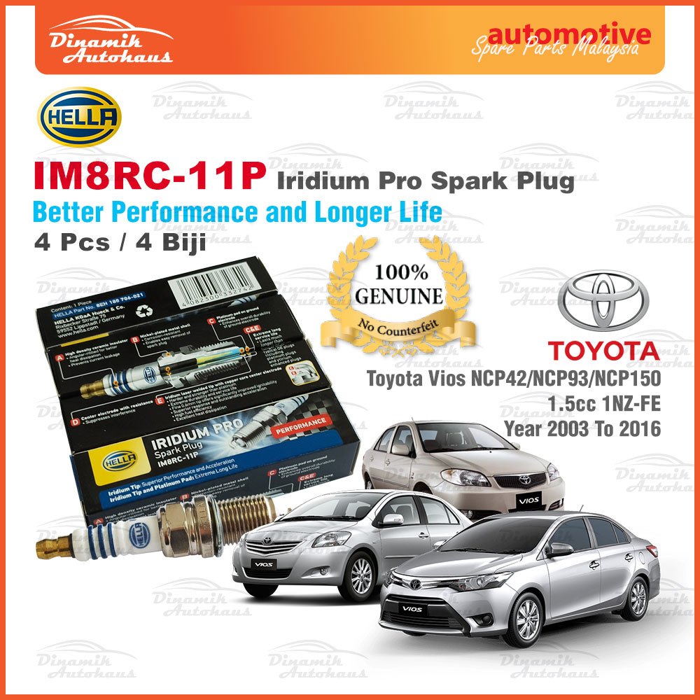Toyota Vios NCP42 / NCP93 / NCP150 1.5cc 1NZFE Year 2003 To 2016 Hella ...
