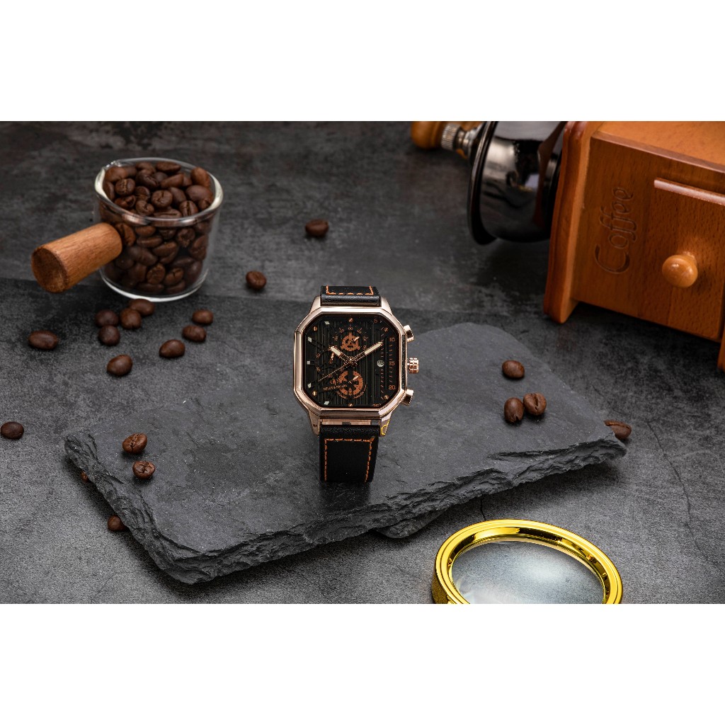 DELOS & PALLAS Brand Multifunctional Punk Square Design Quartz Men's ...