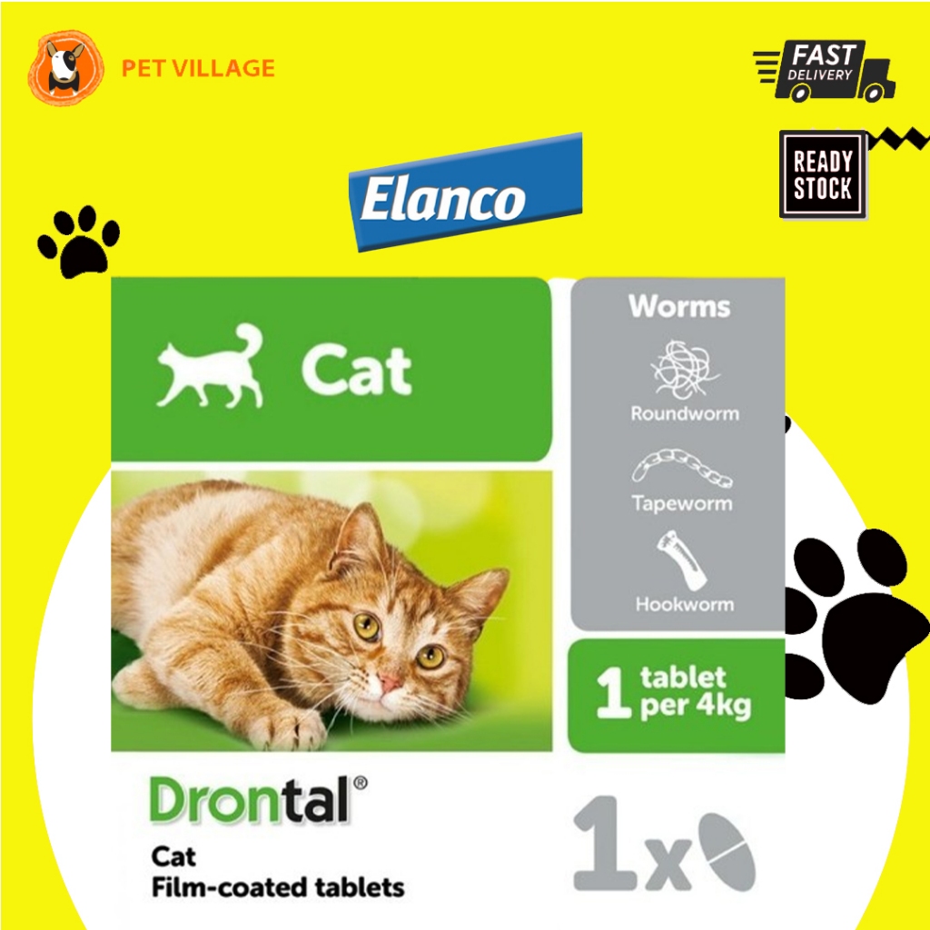ELANCO DRONTAL Cat Dewormer Tablet / Ubat Cacing Kucing - 1 Tablet ...