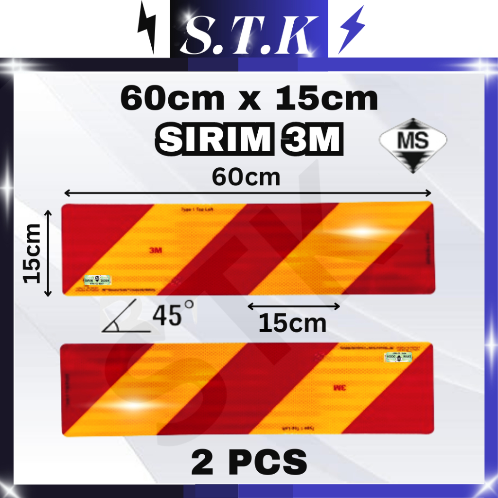 1 Pair 3M Red Yellow Lorry Sticker SIRIM Reflective Sticker / Sticker ...