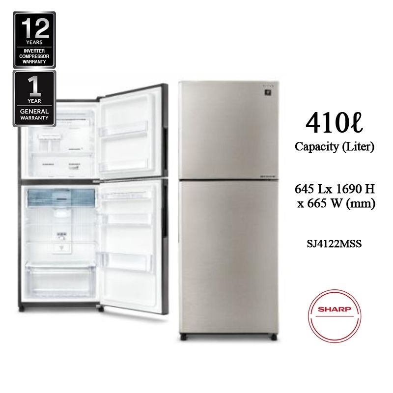 Sharp 2 Doors Refrigerator 410L SJ4122MSS | Shopee Malaysia
