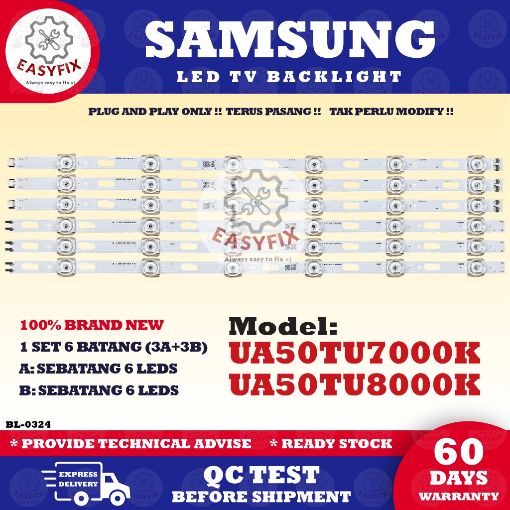 UA50TU7000K / UA50TU8000K SAMSUNG 50 INCH LED TV BACKLIGHT (LAMPU TV) 50" LED BACKLIGHT ...