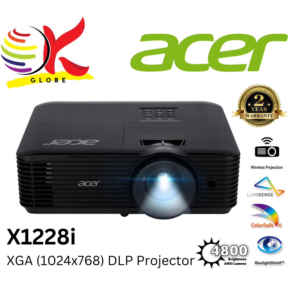 ACER X1228I 4,800 ANSI LUMENS XGA (1024x768) DLP PROJECTOR, CONTRAST ...