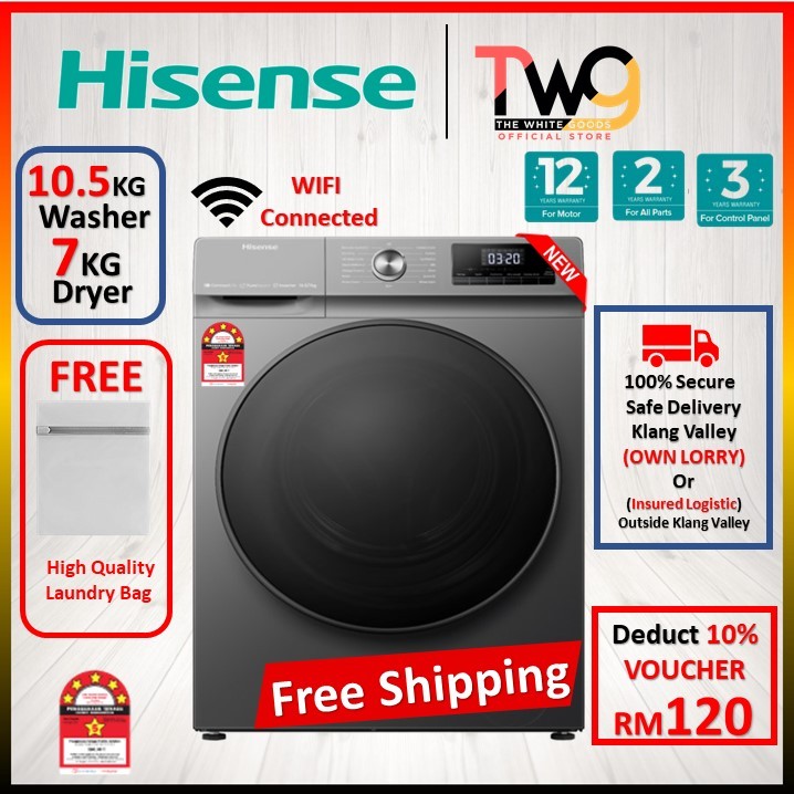 [FREE SHIP] Hisense /TCL Dual Inverter Front Load (10.5KG Washer and ...