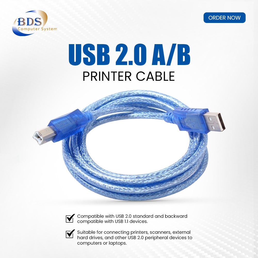 USB 2.0 A/B Printer Cable | Shopee Malaysia