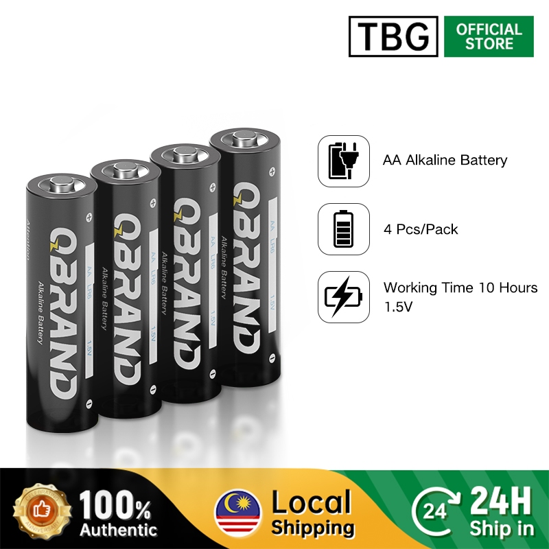 Qbrand 1.5V AA Alkaline Battery High Capacity Long Use Work Over 10H ...