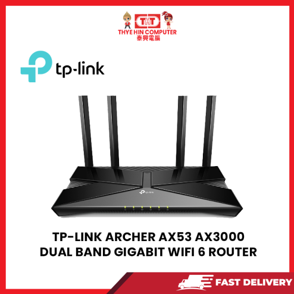 TP-LINK ARCHER AX53 AX3000 DUAL BAND GIGABIT WIFI 6 ROUTER | Shopee ...
