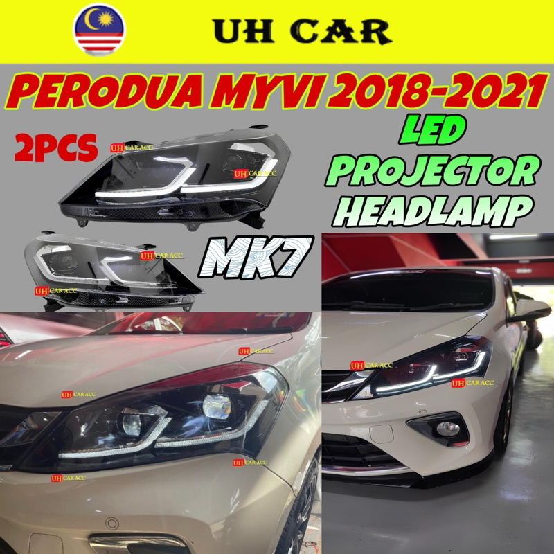 (MK7) Perodua Myvi Gen3 2018-2021 Led Projector Head Lamp Headllamp ...