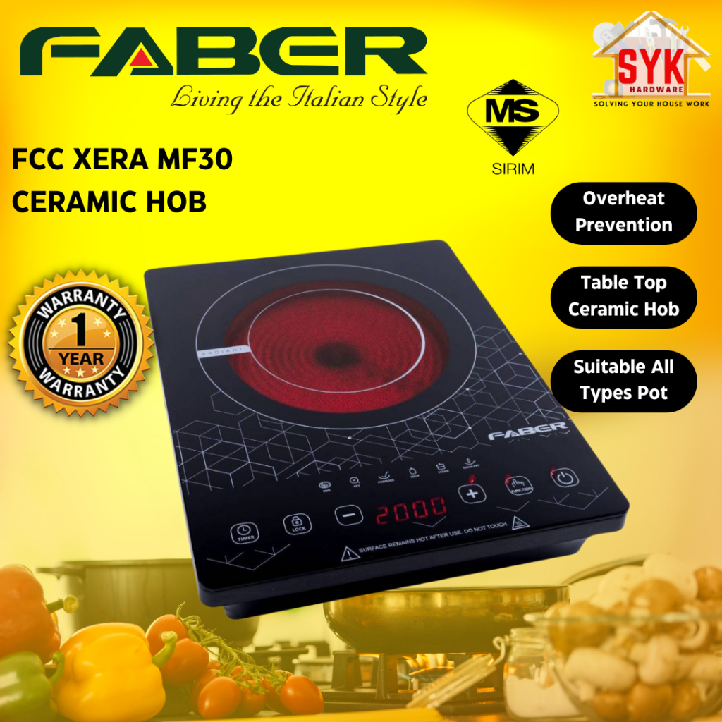 SYK FABER Ceramic Cooker FCC XERA MF30 SF20 2000W Kitchen Appliances ...
