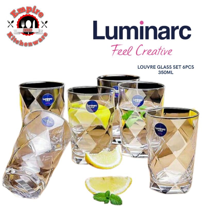Luminarc glass set louvre highball 6pcs x 350ml@260ml | Shopee Malaysia