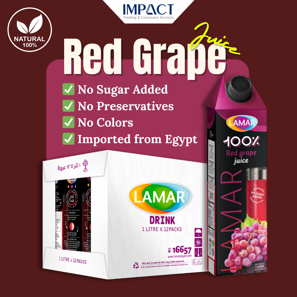 LAMAR Red Grape Juice [ 1L X 12 pcs ] 100% Natural Imported From Egypt ...