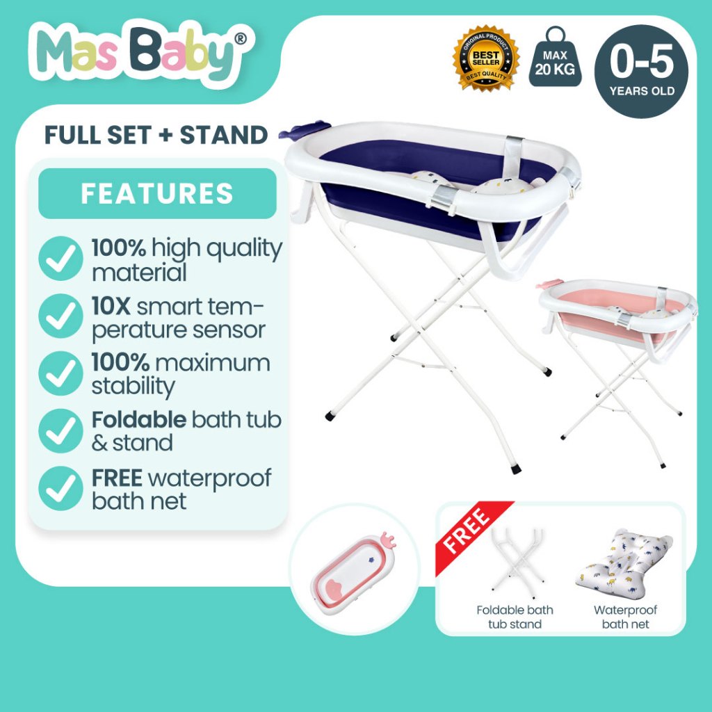 Mas Baby Folding Collapsable Bath Tub Set Shower Besen Tab For Newborn ...