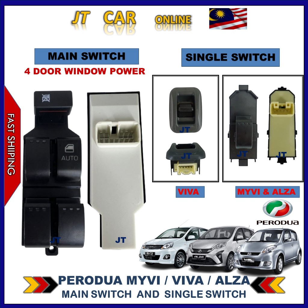 PERODUA MYVI / ALZA / VIVA / AXIA 4BUTTON POWER WINDOW MAIN SWITCH AND ...
