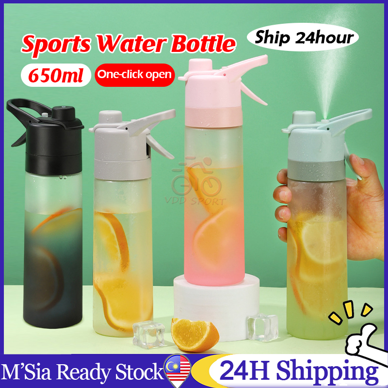 650ml Botol Air Spray Water Bottle Large Capacity Spray Straw Cup Sport ...