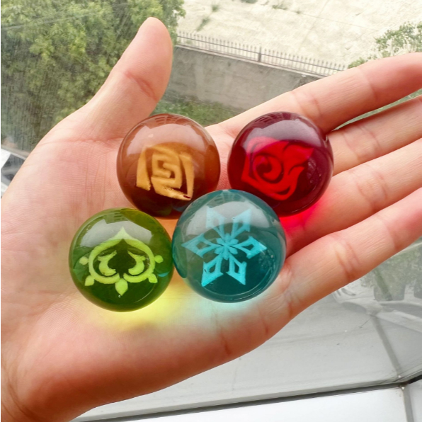 Genshin Impact Eye God 3D Crystal Ball Luminous 7 Element Props Figure ...