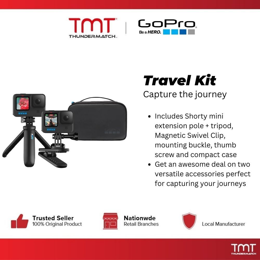 GoPro Travel Kit Shorty Magnetic Swivel Clip Compact Case 1 Year ...