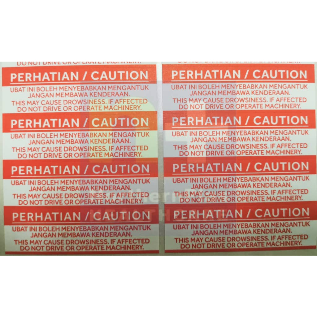 CAUTION / PERHATIAN WARNING Medical Medicine Clinic Sticker Labels ...