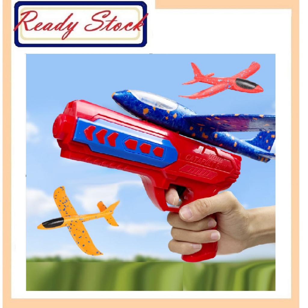 Flying Foam Airplane Shooter Toy Glider Plane Launcher With Light Eject ...