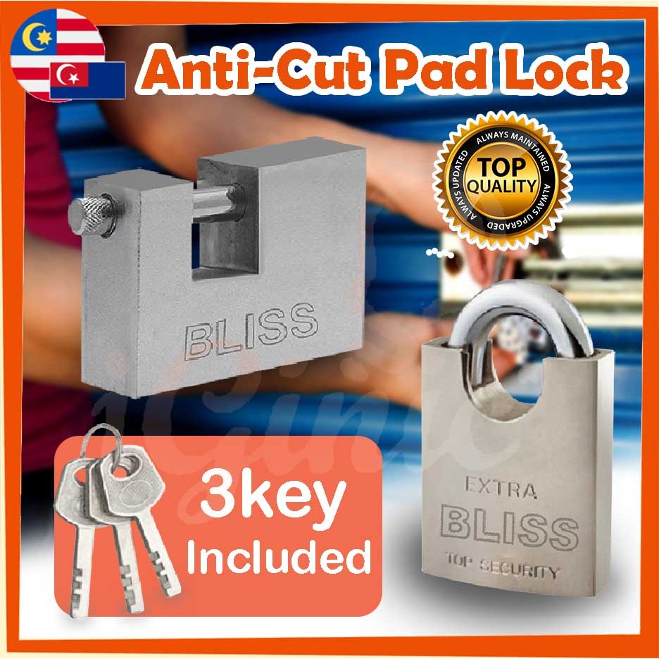 Bliss Anti-Cut Padlock Highest Security Ultimate Safety with Disk Lock ...