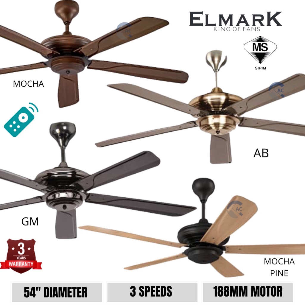 Elmark Remote Ceiling Fan EL921 54" | KIPAS SYLING REMOTE CONTROL 54 ...
