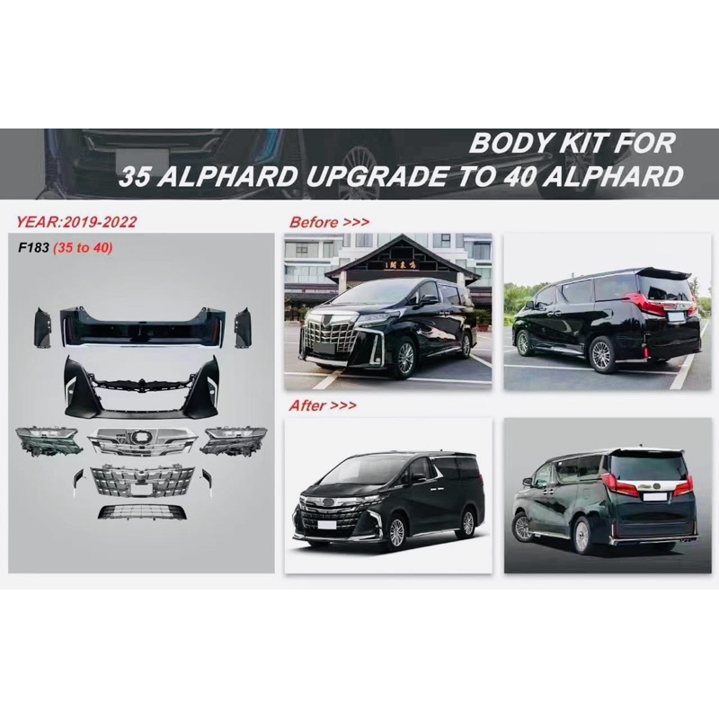 Toyota Alphard Vellfire Agh30 2016-2021 convert AH40 2023 bodykit body ...