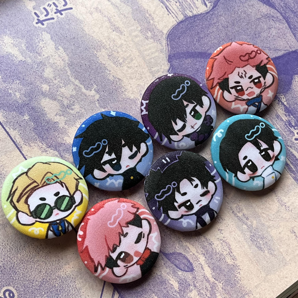 jjk jujutsu kaisen 32mm mini badges (nanami/megumi/toji/sukuna/itadori ...