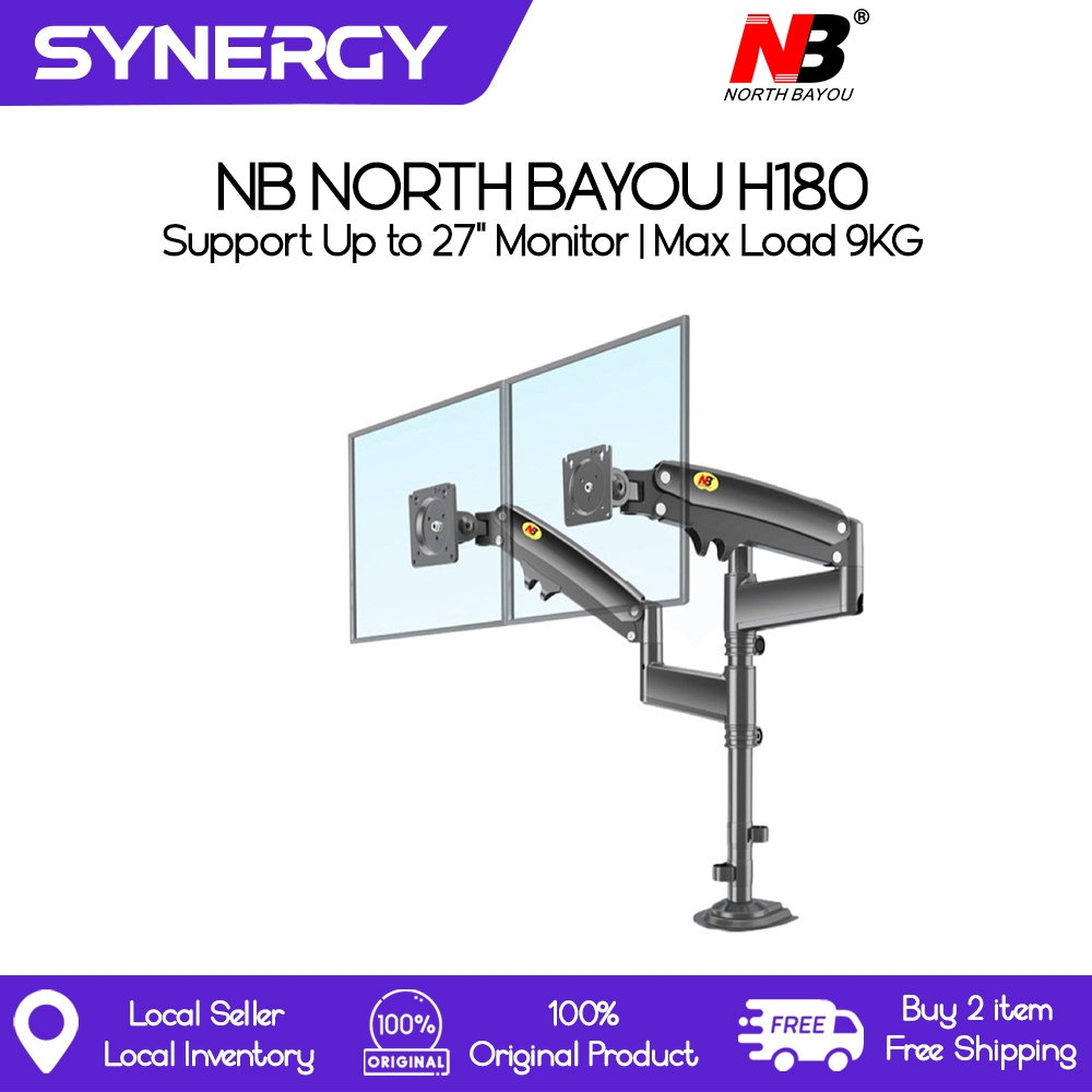 NB North Bayou (D6D) Support 17 to 27" Inch Gas Strut Dual Monitor Desktop Bracket Holder Arm ...