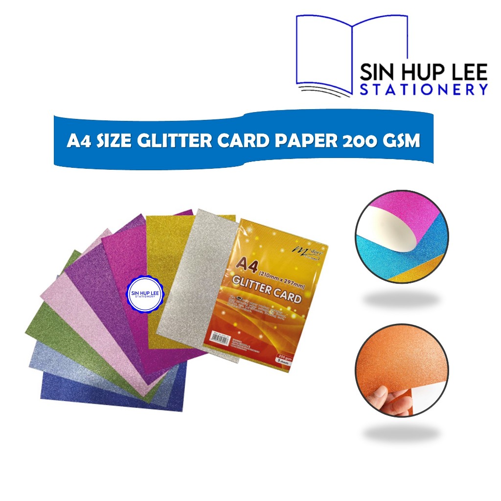 A4 Glitter Card Fixed Sparkle Card 200gsm / A4 Shiny Glitter Card ...